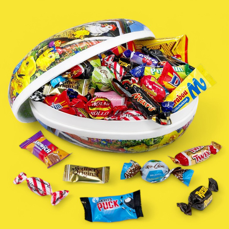 Stort påskägg med 1kg godis (23cm) | Nalleriet.se